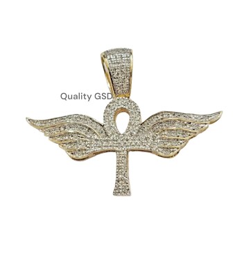Real Diamond Ankh cross charm pendant 10k Yellow gold 0.23 CT diamonds ...
