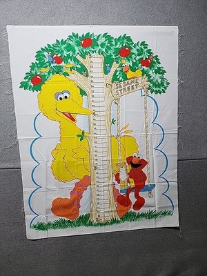 Bright Sesame Street Fabric Panel Growth Chart Big Bird Elmo Sewing ...