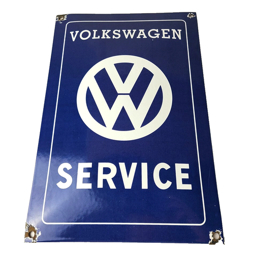 Vintage Volkswagen Sign - Service & Sales Automobile Gas Pump Porcelain ...