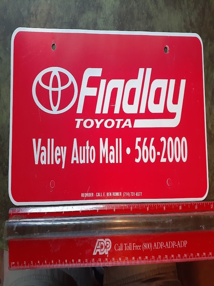 Findlay Toyota Valley Auto Mall Plastic Dealer License Plate | eBay