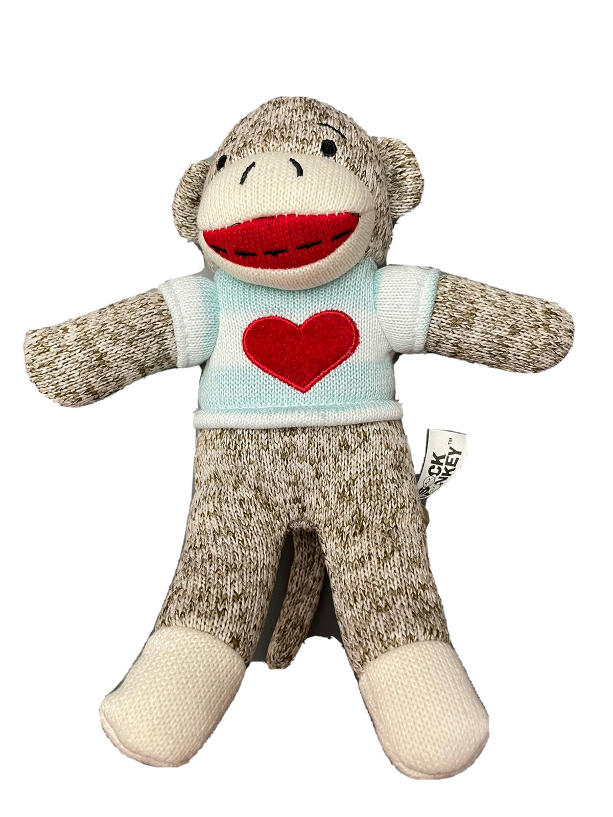 DanDee Sock Monkey Plush Stuffed Animal 9.5" Long Aqua Sweater, Red ...