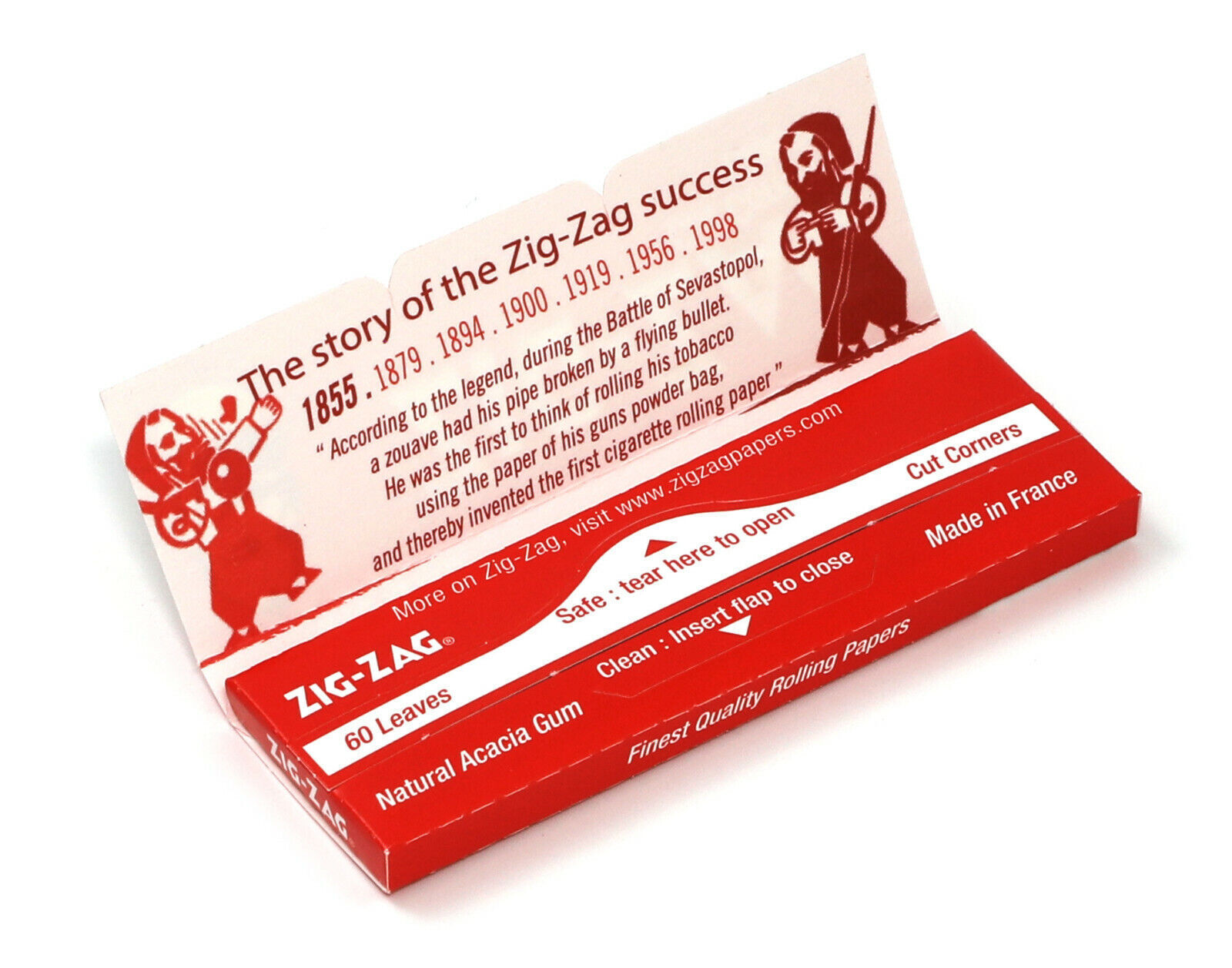 Box of 100 ZIG ZAG RED Classic Cut Corners Cigarette Tobacco Paper ...