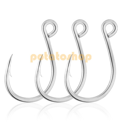 30pcs InLine Single Hooks High Carbon Steel Saltwater Lure Replacement ...