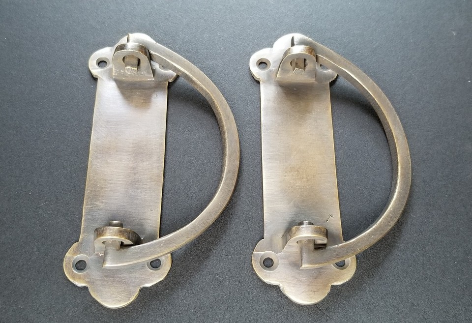 2 Antique Solid Brass Dresser, Tool Chest, Trunk Handles 4-1/8"w #P19 | eBay