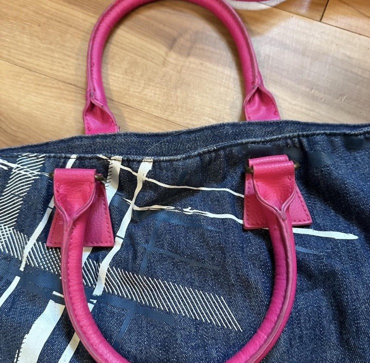 Vera Wang Preppy Princess Pink & Denim Bag Tote Y2K Style Heart ...