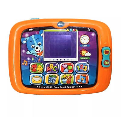 Vtech LIGHT UP BABY TOUCH TABLET Orange LED Display Lights Music Sounds ...