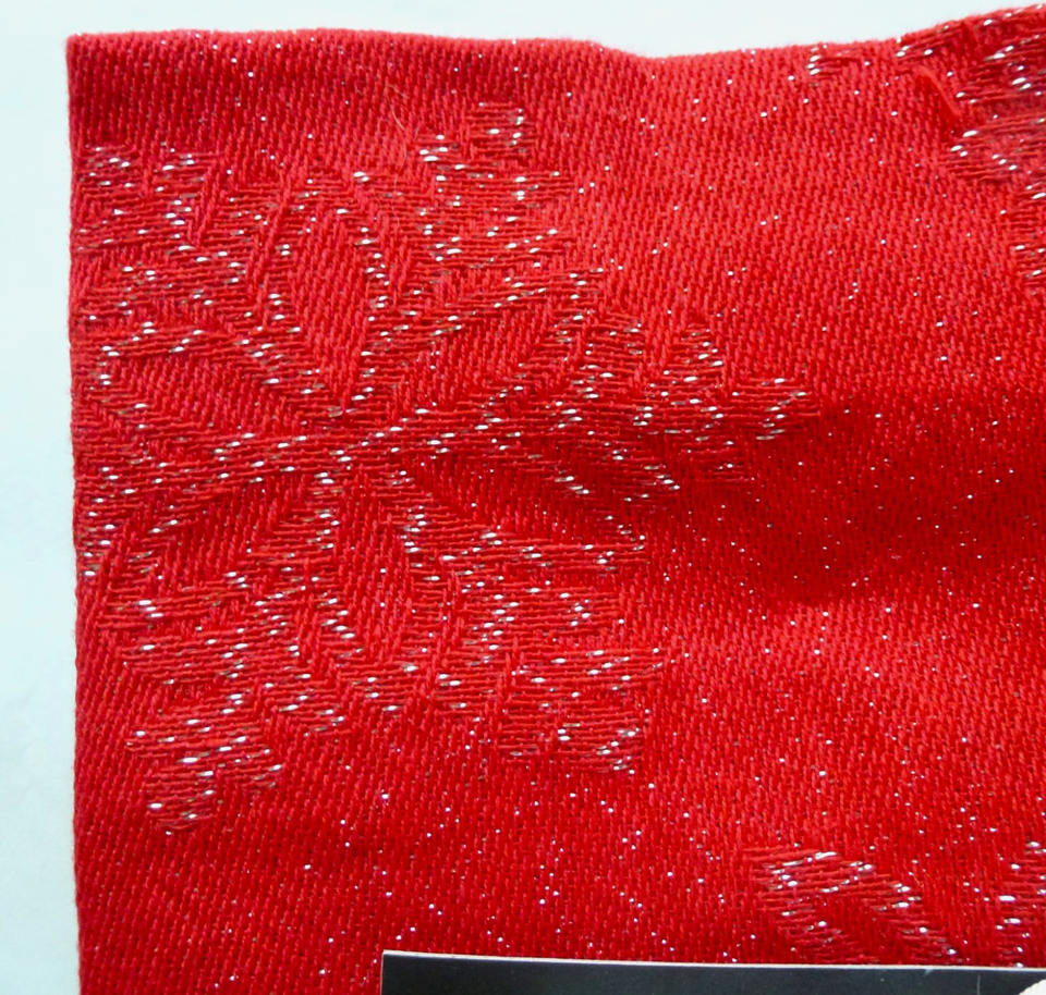 RACHEL ZOE 6pc Red Holiday Cloth NAPKINS Silver Sparkle Snowflakes 20"x ...