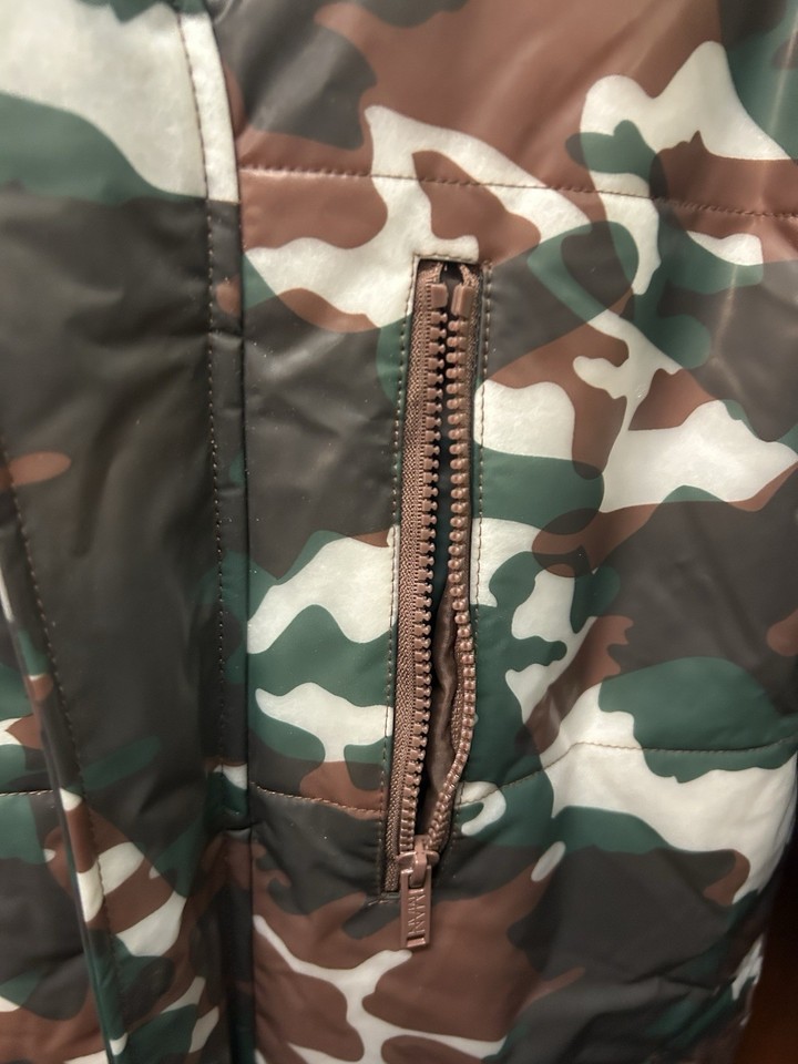 Boohoo Man Coat Size S Camouflage Design With Pockets Long Zips At ...