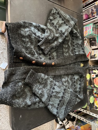 Tejidos Ruminahui Mens Button Cardigan 100% Wool Soft Sweater Gray ...