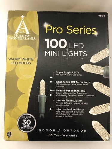 Christmas Pro-Series M5 Faceted Mini String Lights Warm White 100 LED ...