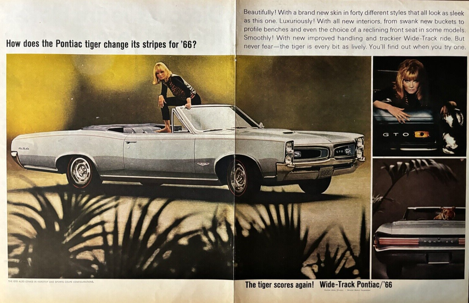 1966 Pontiac GTO Wide Track Ride Tiger Stripes GM BLue Vintage 2 Page ...