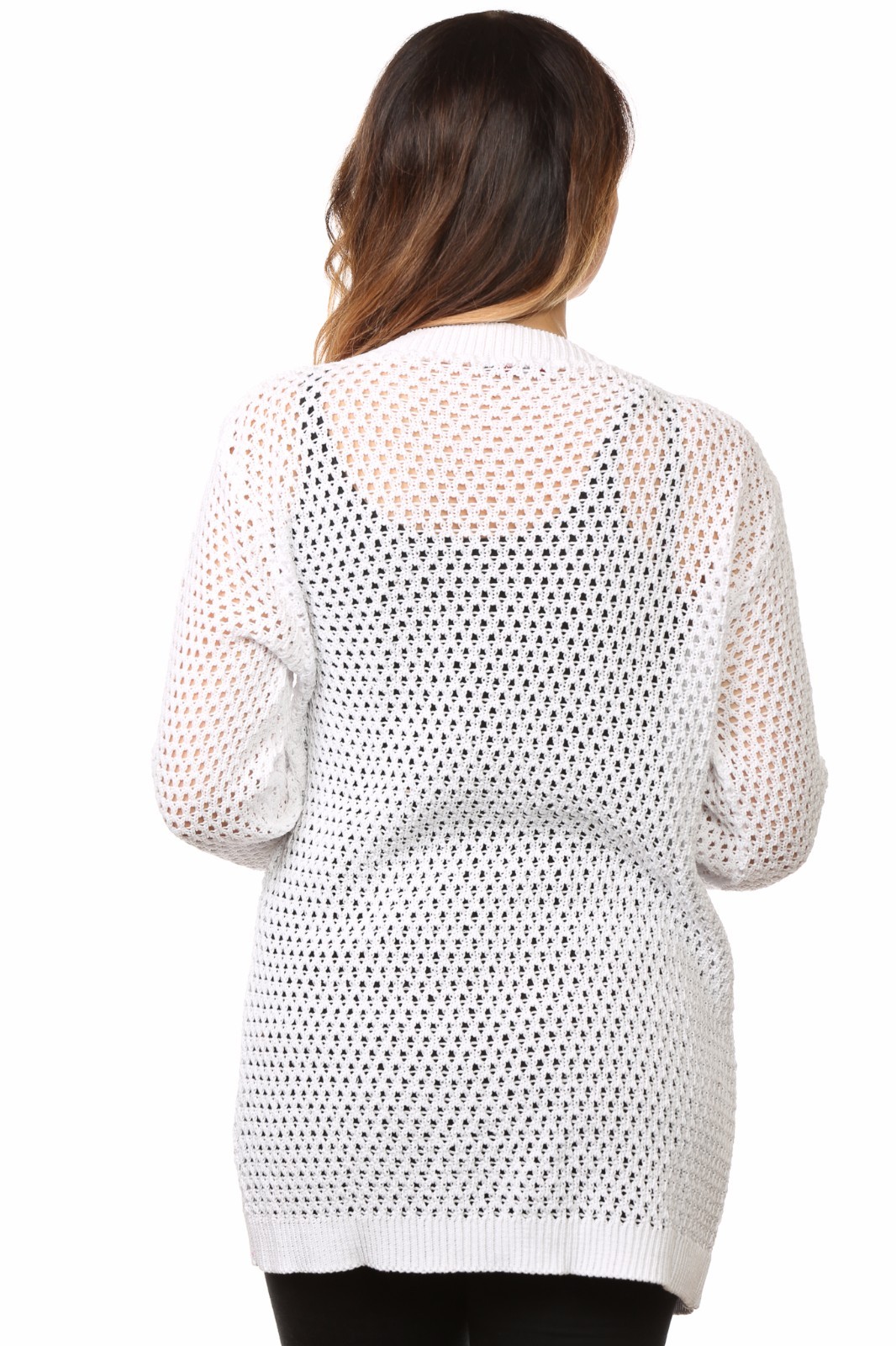 New Plus Ladies Women’s Cardigans Mesh Knitted Full Sleeves Top Jumpers ...