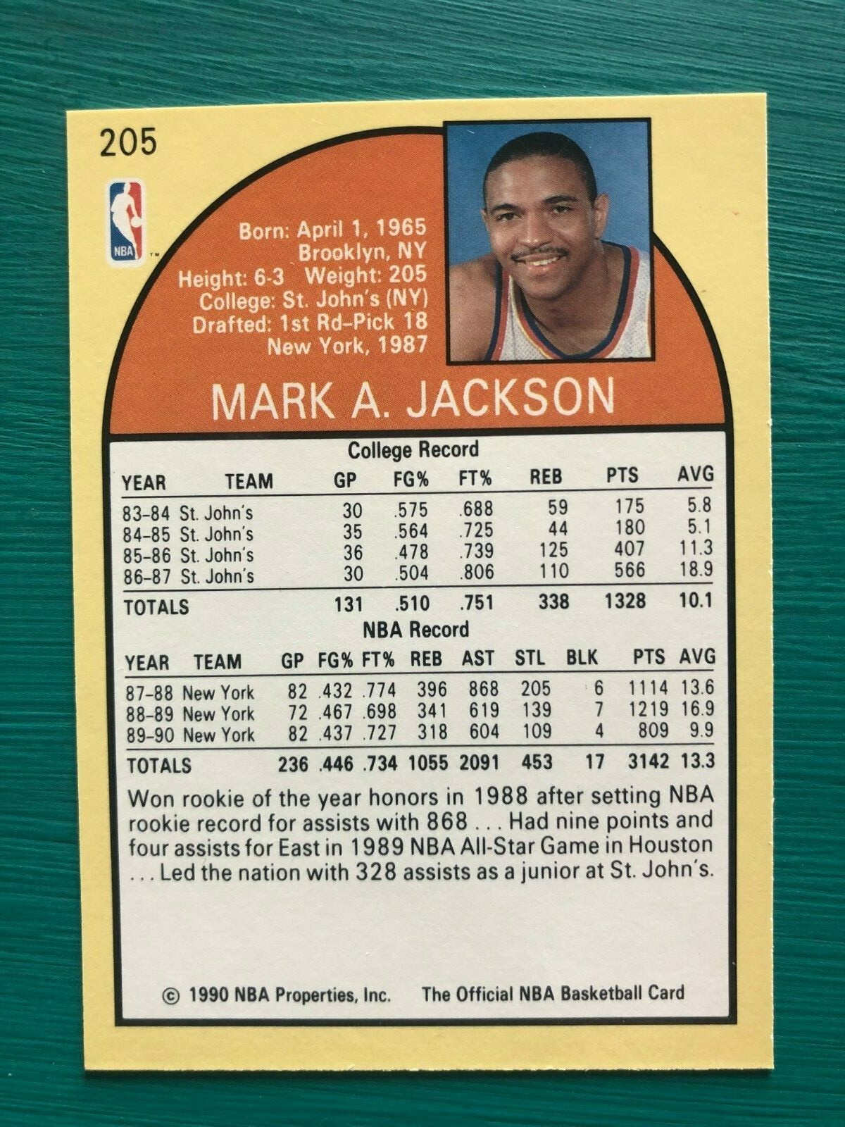 1990-1991 NBA Hoops Mark Jackson Knicks Card #205 w/ Menendez Brothers ...