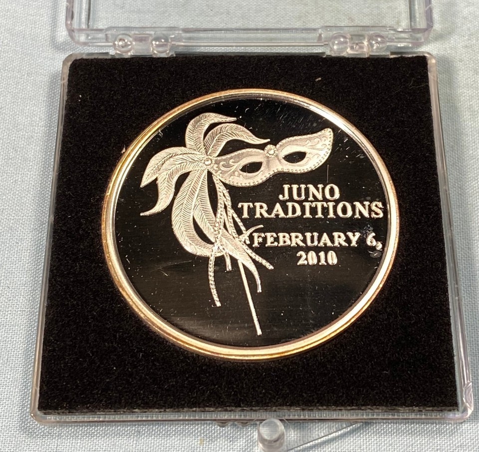 ORDER OF JUNO~2010~.999 Silver Mardi Gras Doubloon~JUNO TRADITIONS ...