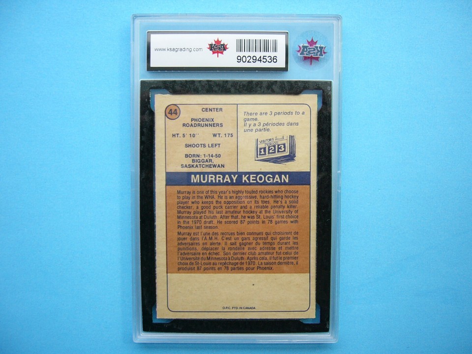 1974/75 O-PEE-CHEE WHA HOCKEY CARD 44 MURRAY KEOGAN ROOKIE KSA 9.5 NR ...