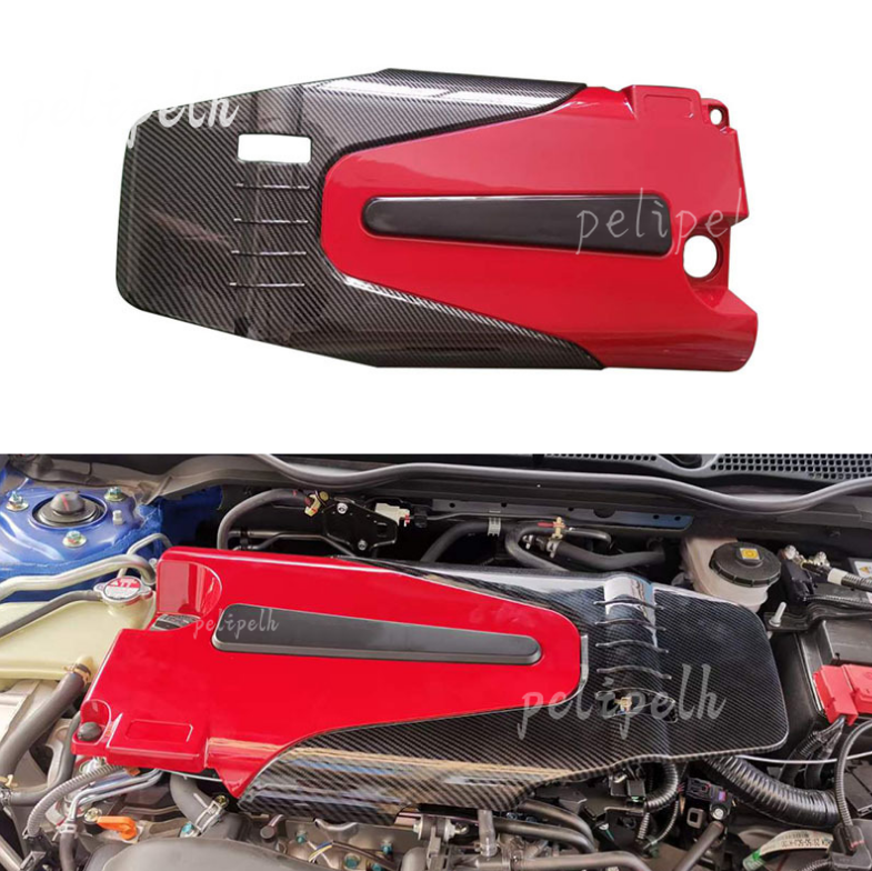For Honda Civic 1.5L 20-22 Red&Carbon Fiber Style Engine Cover Bonnet ...