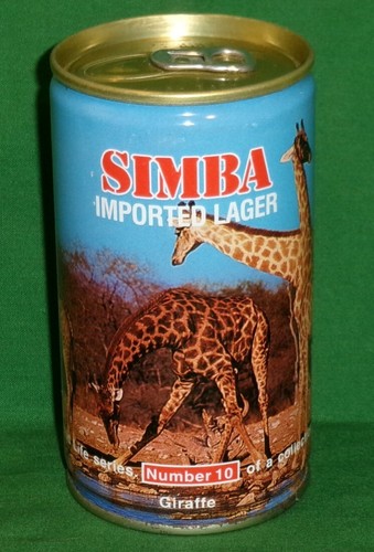 SIMBA Lager Beer Can #10 Giraffe Imported Swaziland African Wild Life ...