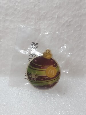 McDonalds Ornament Enamel Lapel Pin Dual Post Clutch Back Silver Toned ...