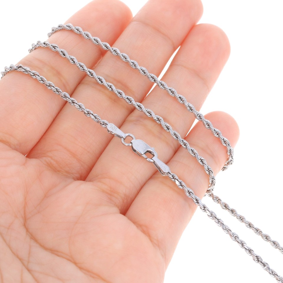 10K White Gold 1.5mm-7mm Diamond Cut Rope Chain Necklace or Bracelet 7 ...