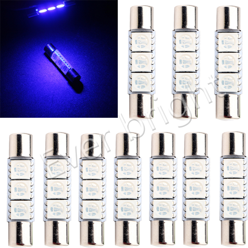 10Pcs Blue 28mm T6 6641 6614F 6614 Fuse LED Sun Visor Vanity Mirror ...