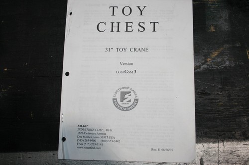 Toy Chest Crane ARCADE/PINBALL Manual (SEE PHOTOS) | eBay