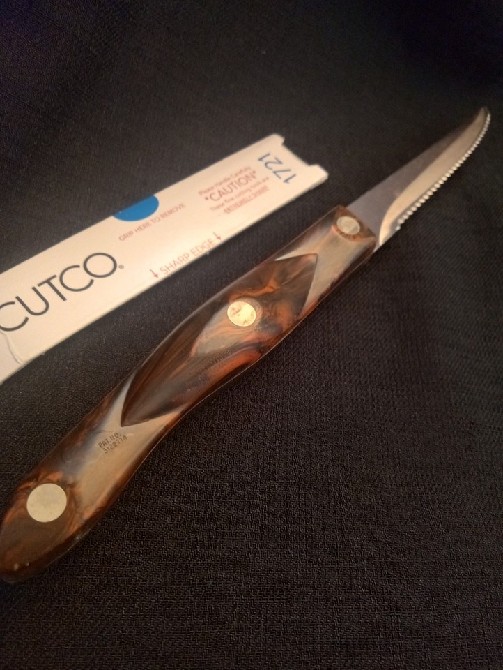 Cutco 1721 Serrated Blade Utility Trimmer Kitchen Knife Brown Handle ...
