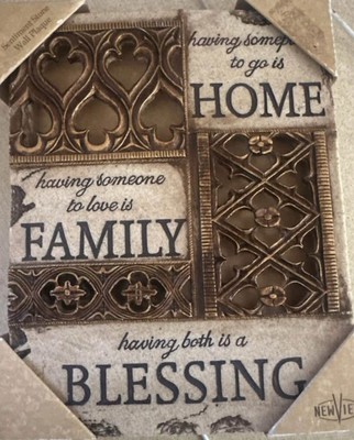Home Family Blessing Rustic Pierced Resin Stone Look Wall Plaque ...
