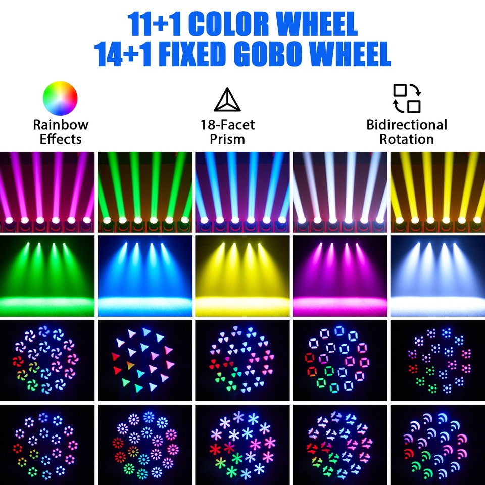 LED Beam 300W RGBW 18Prism GOBO Moving Head Light Stage Light DMX ...