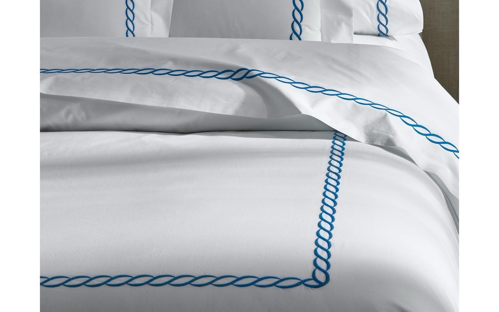 $474 MATOUK CLASSIC CHAIN GREEK COTTON PERCALE KING SHAMS WHITE IVORY ...