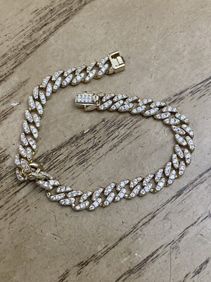 AS-IS!! BSI Gold Vermeil 925 Sterling Silver Pave Cuban Link Bracelet ...