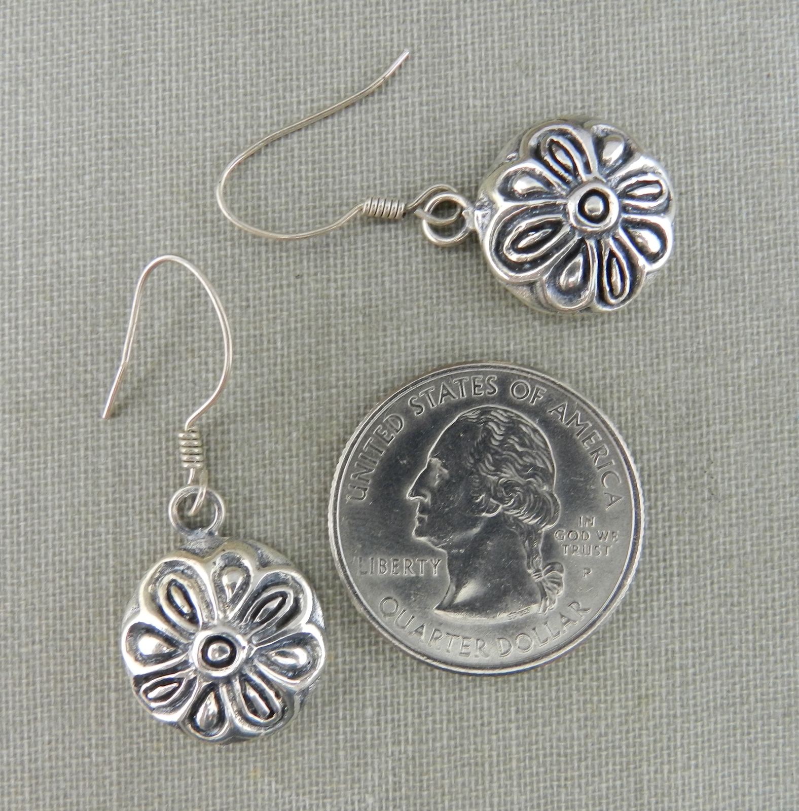 925 Sterling Silver Daisy Flower Disk Dangle Earrings | eBay