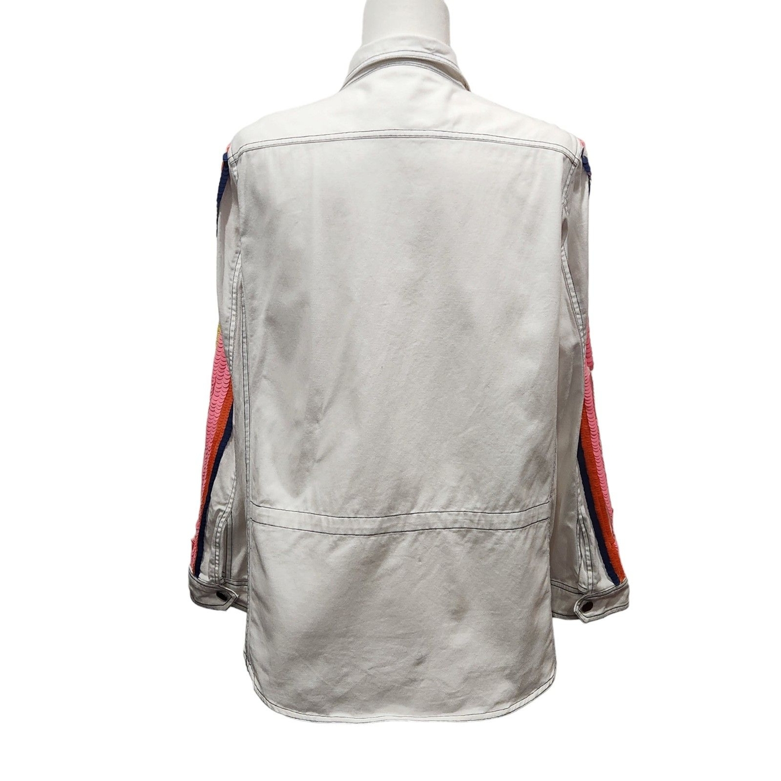 Vilagallo Elisabeth White Rainbow Sequin Striped Slee… - Gem