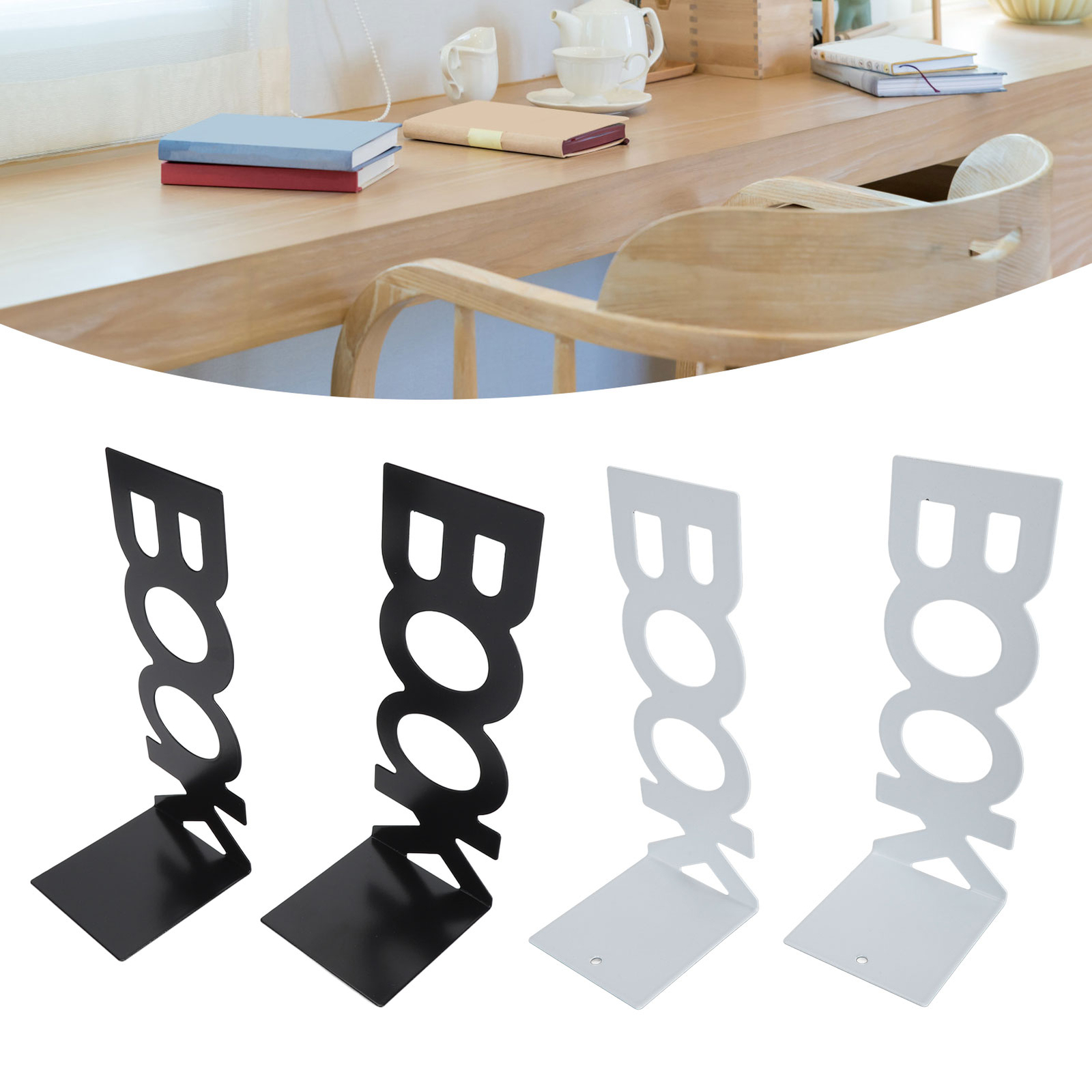 1 Pair Book End Decorative L Shaped Keep Upright Slip Resistant Book ...