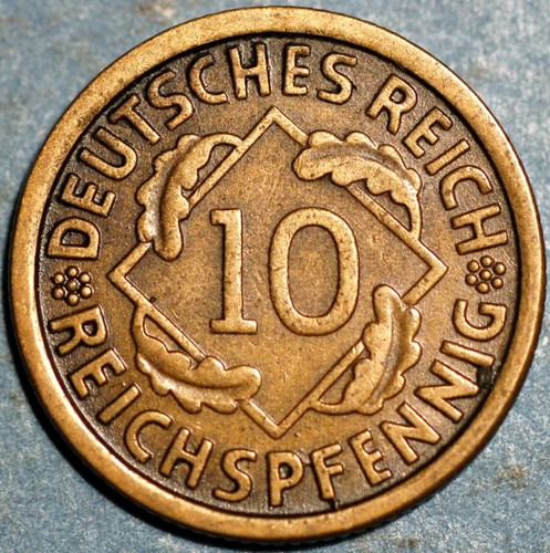Germany Weimar Republic 10 Reichspfennig 1925 J KM# 40 | eBay