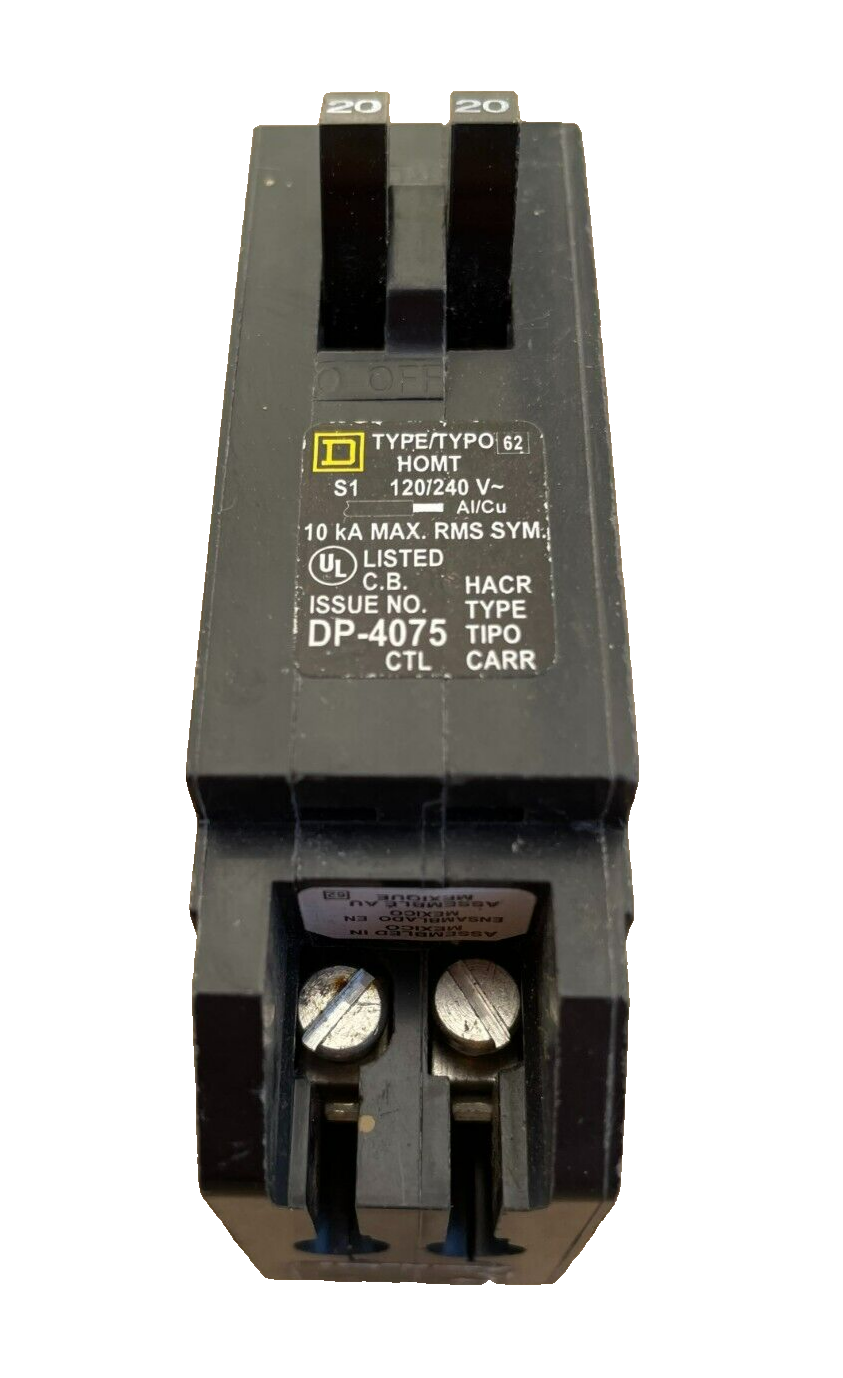 HOMT2020 Square D Tandem Circuit Breaker 20/20 Amp 1 Pole 120/240V | eBay