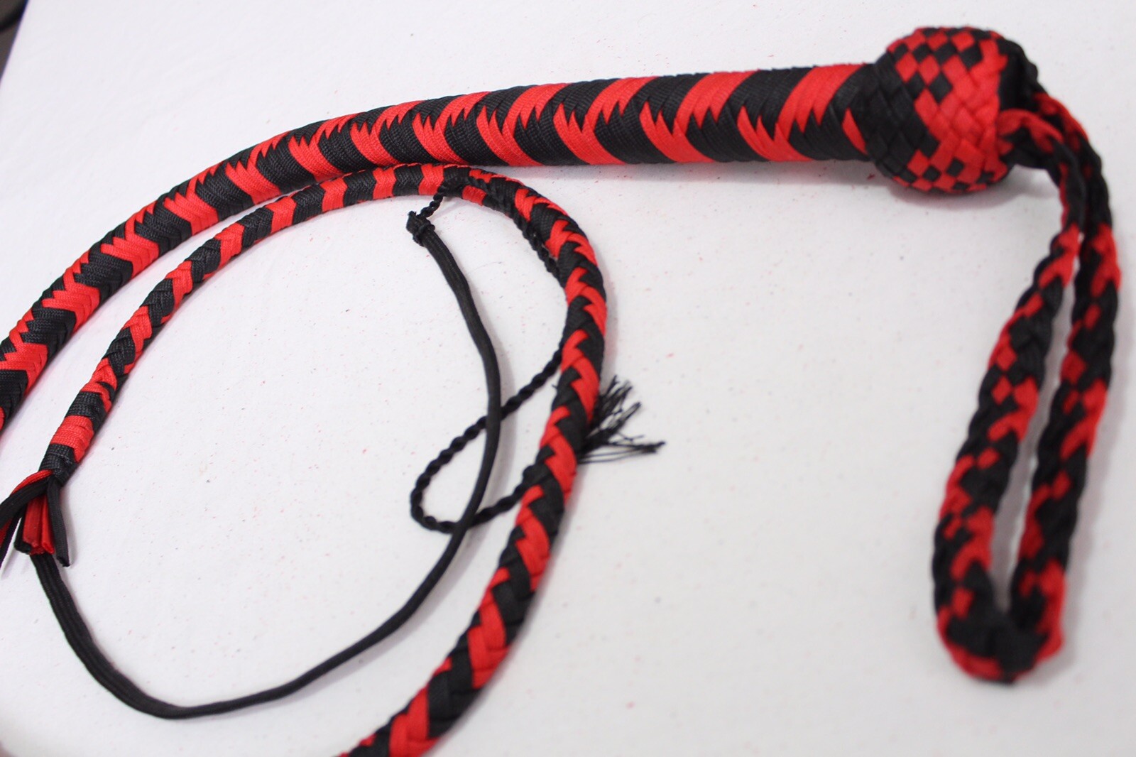 Bullwhip 4 Ft Long, 8Plaited genuine leather Whip, Red & Black , Hand ...
