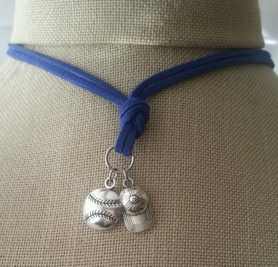 Leather Necklace Baseball Ball Hat Pendant Handmade Surfer Sports ...