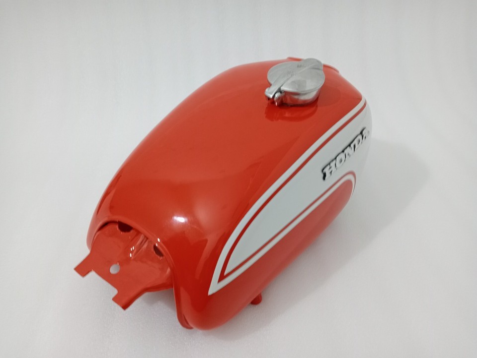 Honda CL350 Scrambler 1973 White & Painted Steel Petrol Gas Tank + Cap+ ...