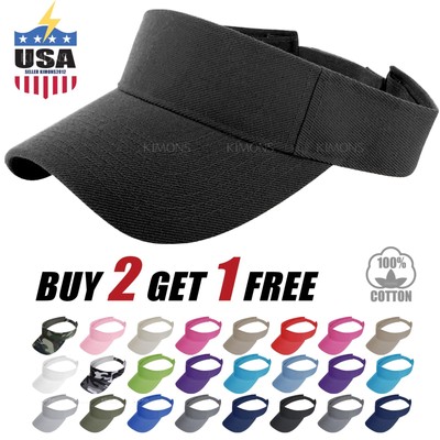 Visor Sun Plain Hat Sports Cap Colors Golf Tennis Beach Adjustable ...