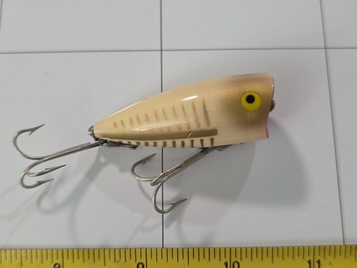 VINTAGE HEDDON CHUGGER JR. FISHING LURE BONE/GOLD (RARE) | eBay