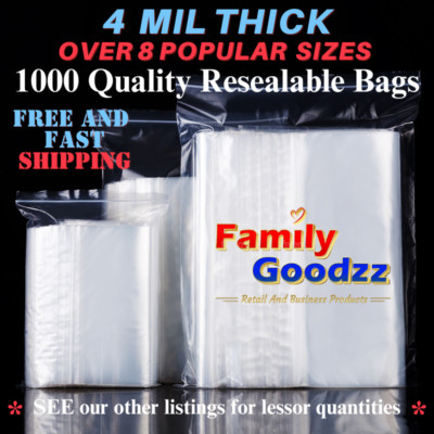 Bulk 1000 Clear 4-Mil THICK Zip Top Resealable Parts Bags, Zip Lock ...