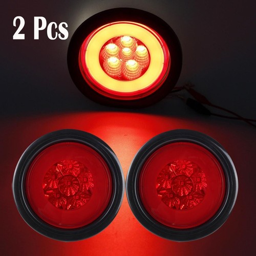 2 X 4" Red Round 16 LED Stop Truck Trailer Lamp Glo-Light w/Rubber ...