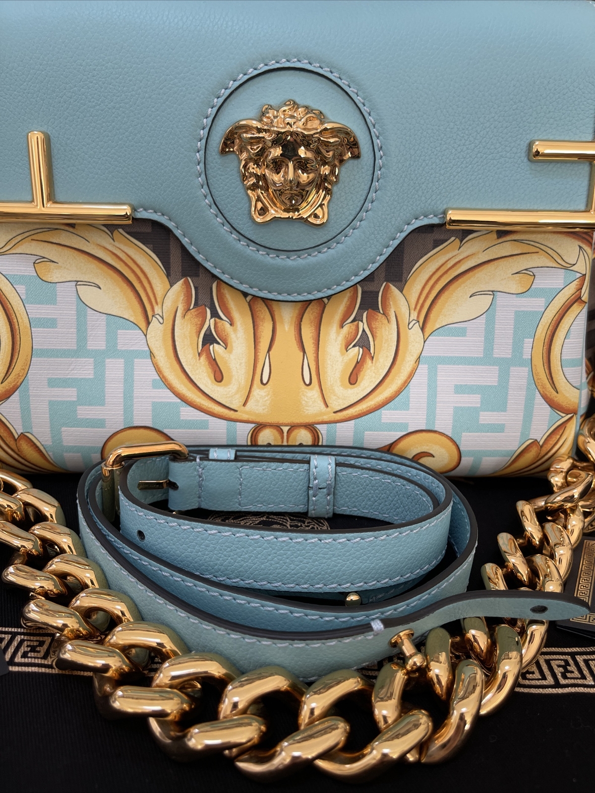 Fendace Fendi X Versace Collaboration La Medusa Turquoise Black Gold ...