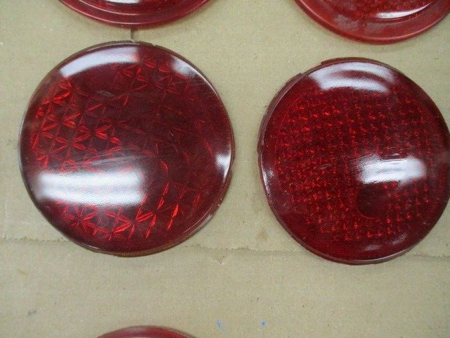 Vintage STIMSONITE K-D GRIFFIN Ruby Red Glass TAIL STOP Light Lenses ...