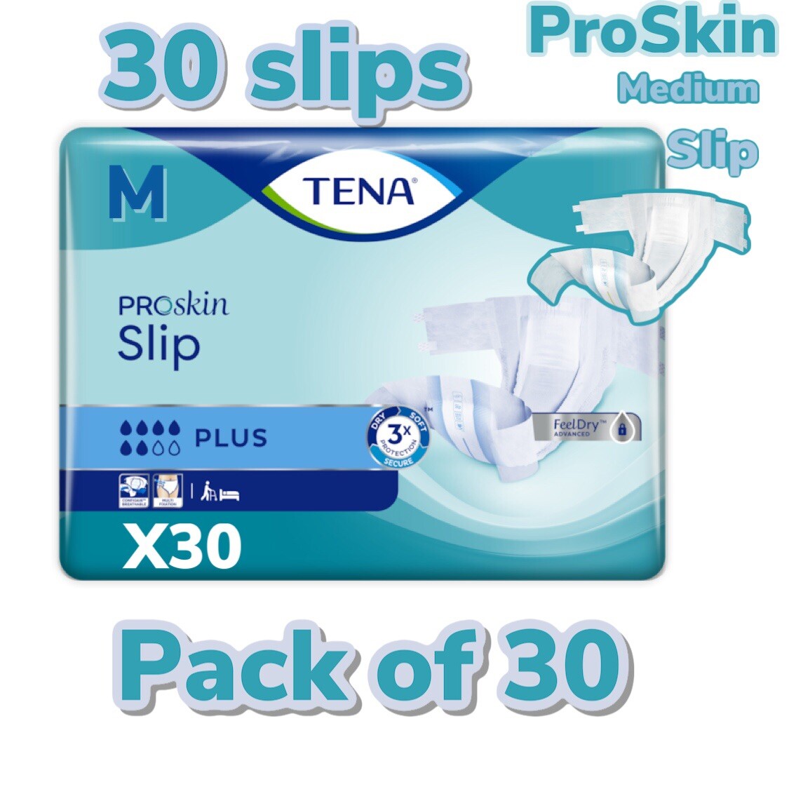 TENA SLIP PLUS Pro MEDIUM 30 SLIPS INCONTINENCE SLIP NAPPY | eBay UK
