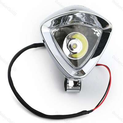 H4 Bullet Fog Headlight Triangle for Harley Cruiser Dyna Softail Custom ...