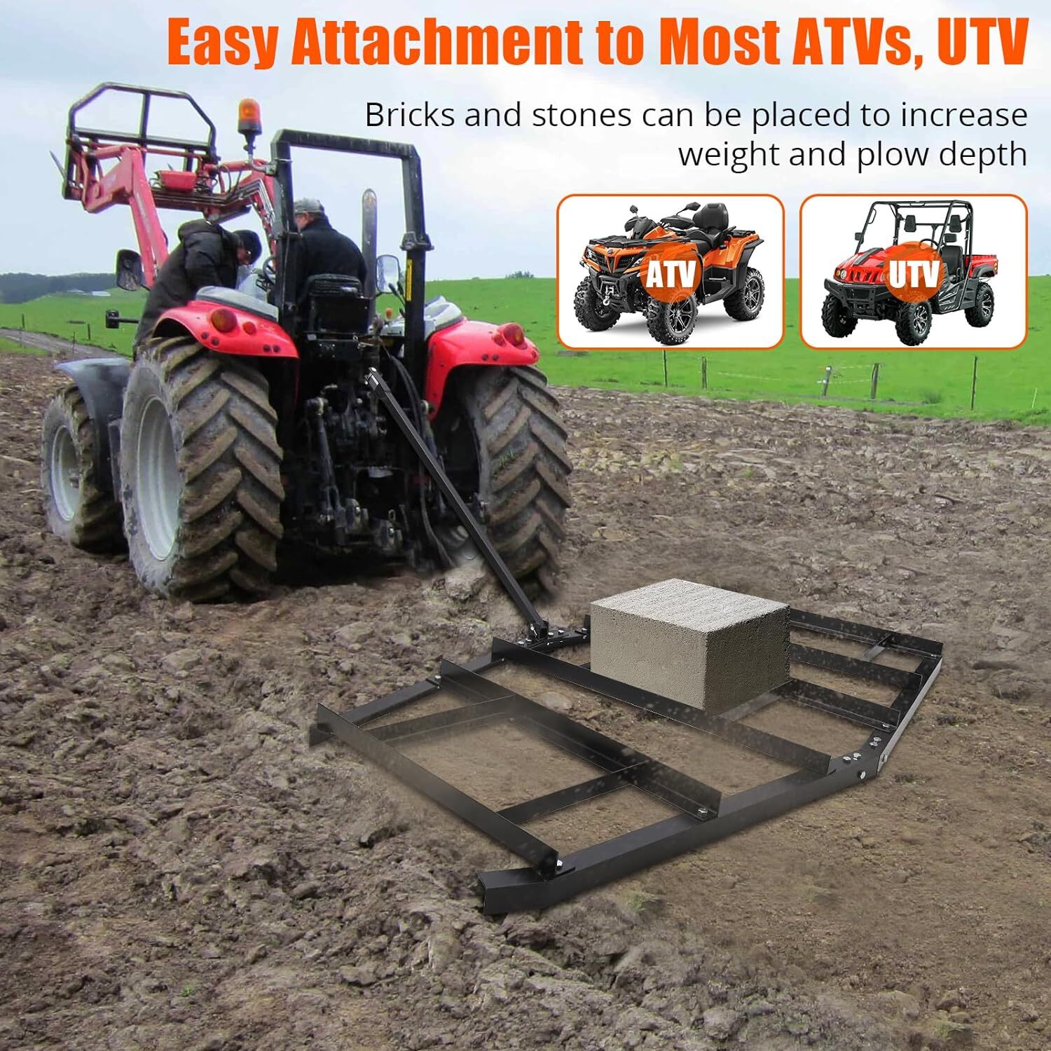 Driveway Drag Tow Behind Drag Harrow 66"/74"/84" Steel Gravel Grader ...