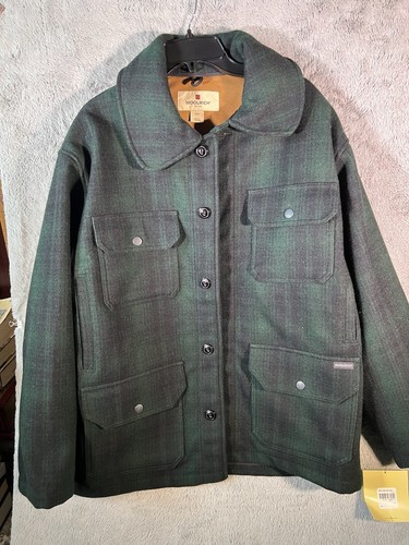 NWT Woolrich Jacket Mens Large Green PlaidWool Blend Lined Chore Field ...