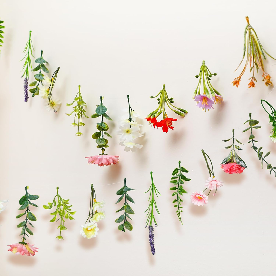 2 Pcs 6.6 Ft Artificial Flower Banner Spring Wildflower Garland Garden ...