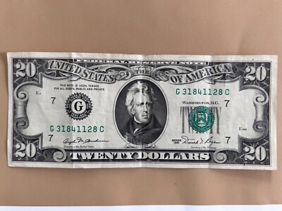 1981 (G) $20 Dollar Bill Federal Reserve Note Small Face VINTAGE Twenty ...